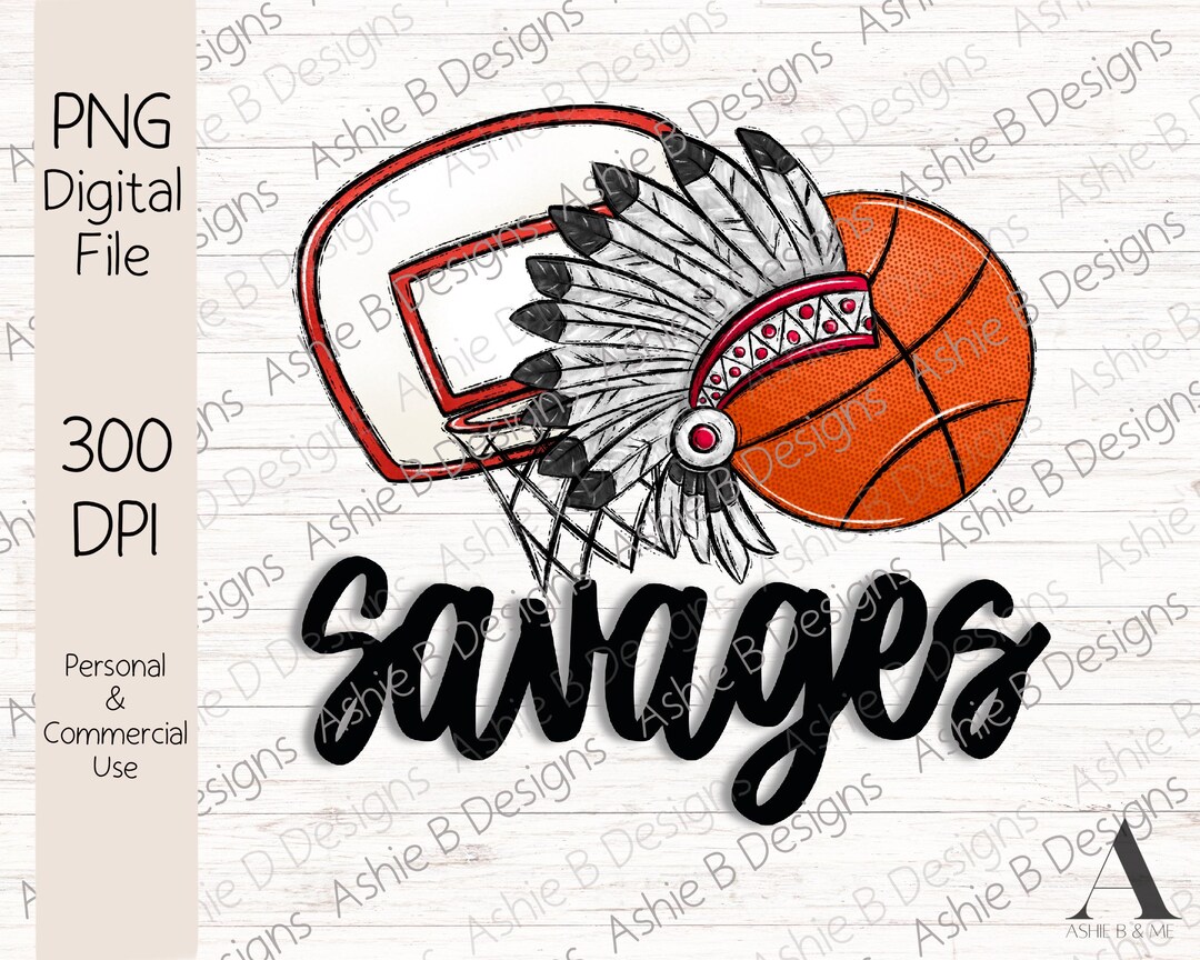 Savages Basketball PNG, Red Savages Headdress Basketball Tshirt Design ...