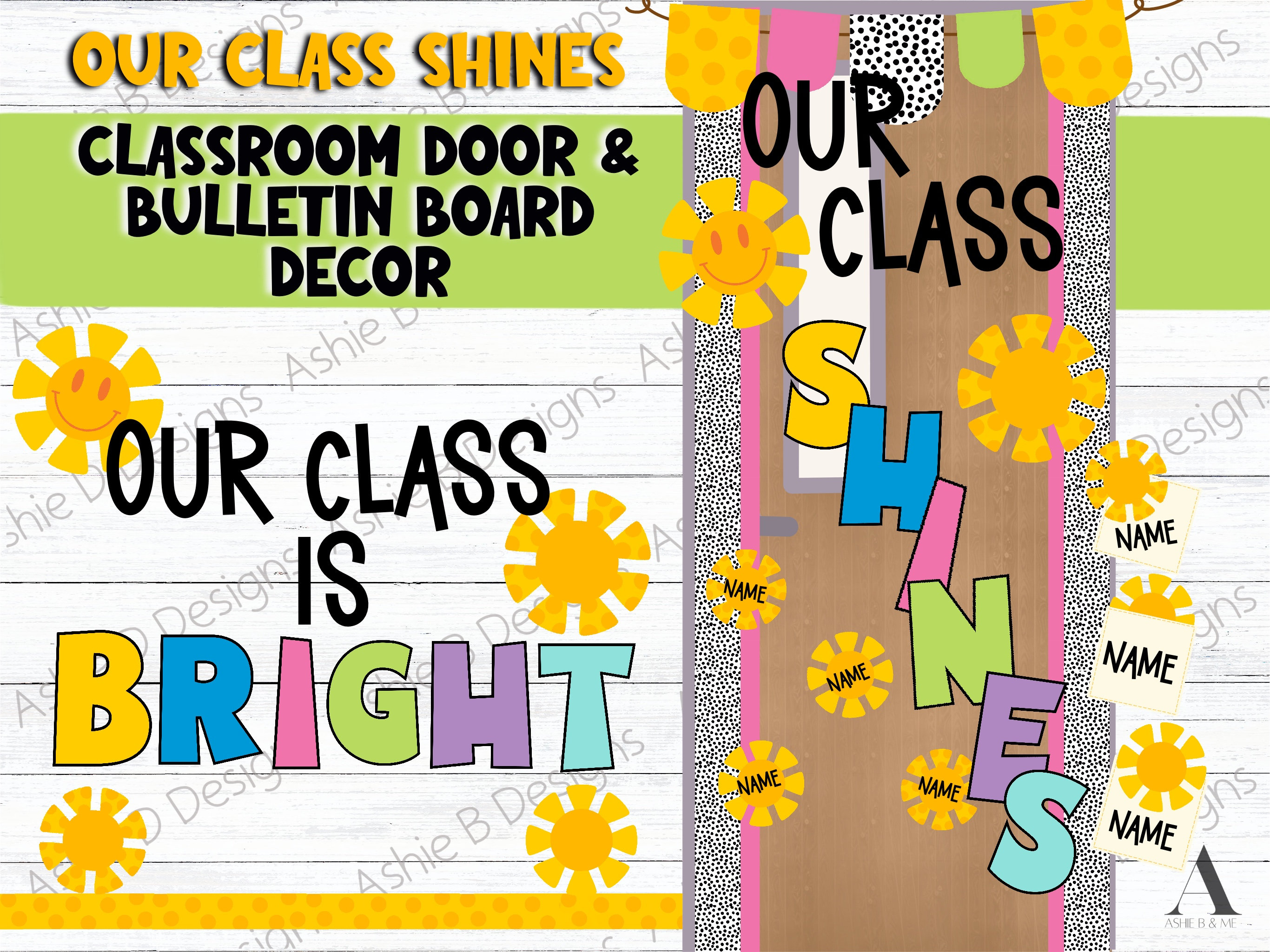 Classroom Door Decor, Our Class Shines Bright Bulletin Board Kit, New ...