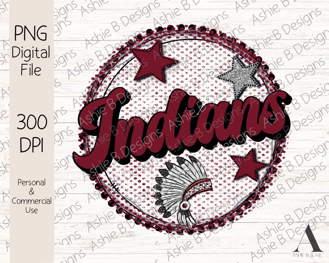 Indians PNG, Retro Maroon Indians Distressed Tshirt Design, Digital ...