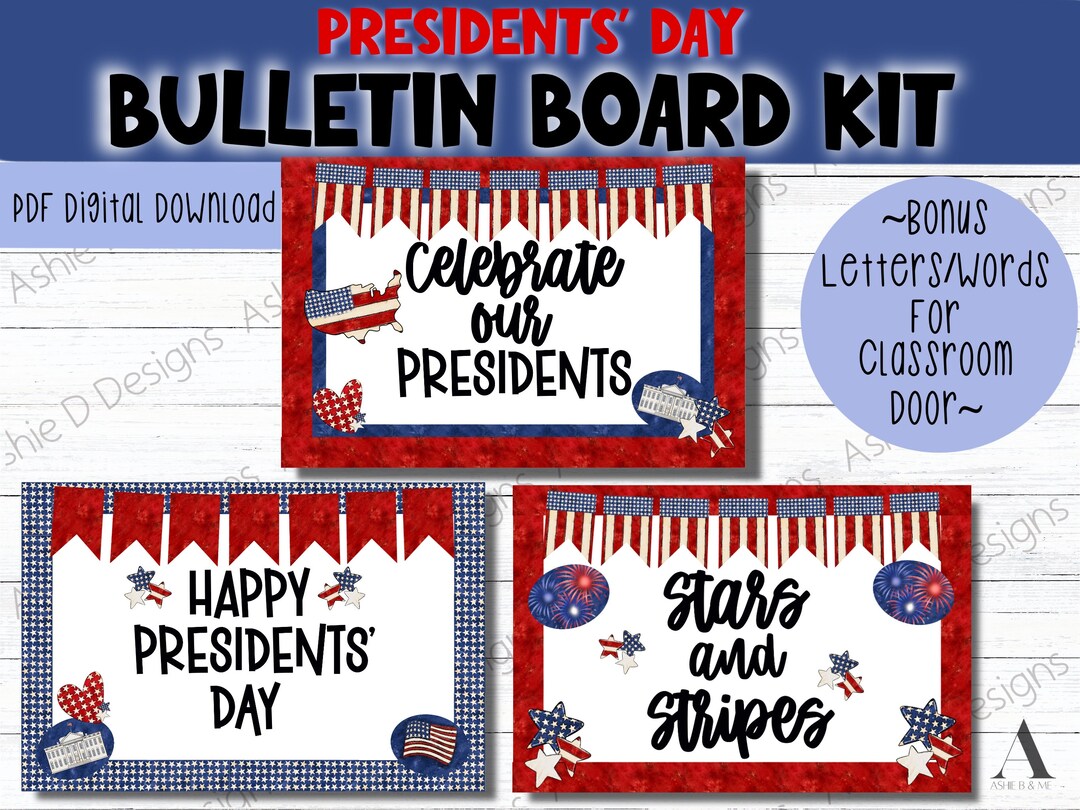 Presidents Day Classroom Bulletin Board Kit, Patriotic Classroom ...