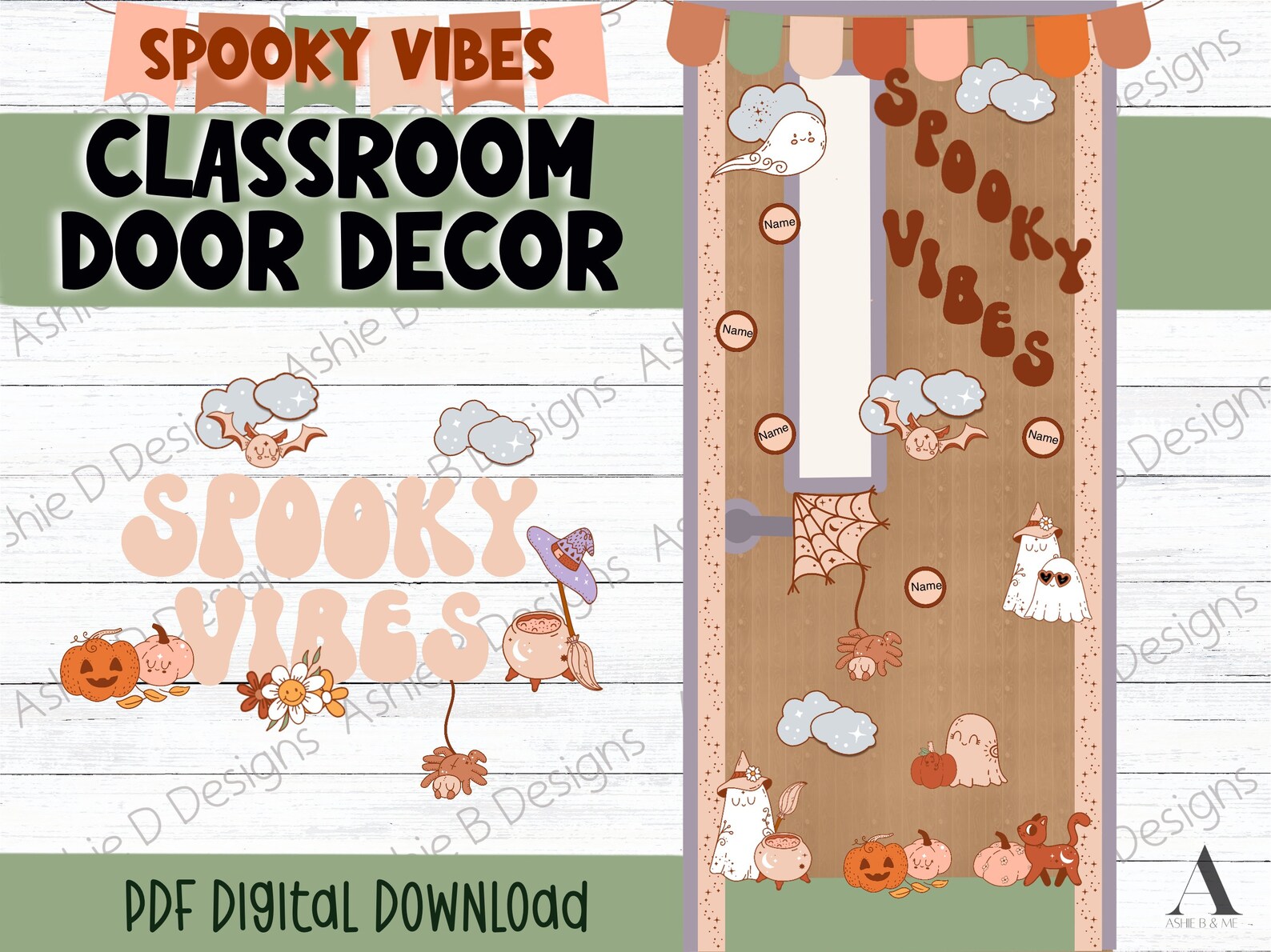 Classroom Door Decor Retro Halloween Spooky Vibes Bulletin - Etsy