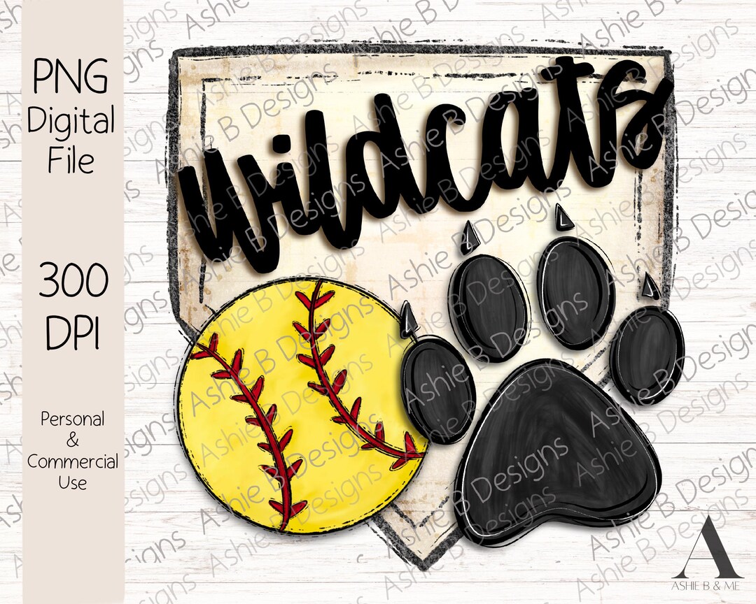 Wildcats Softball PNG, Wildcats Paw Softball Tshirt Design, Digital ...