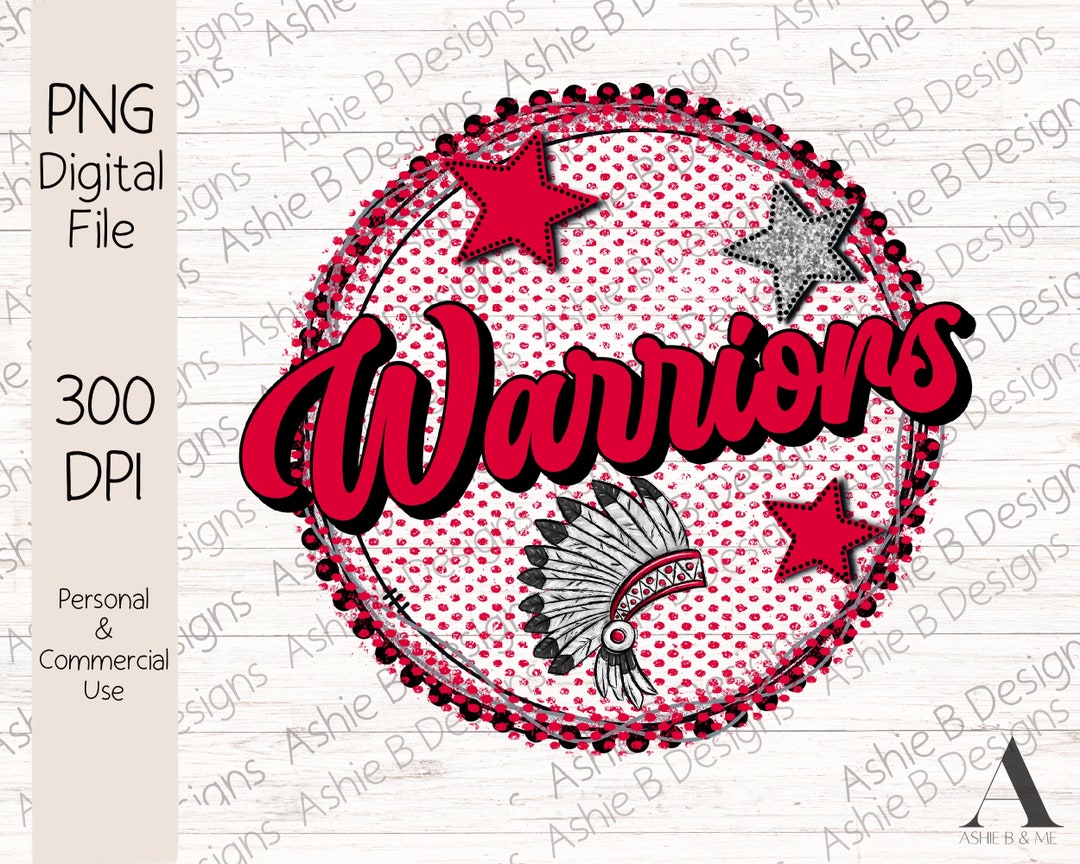 Warriors PNG, Retro Red and Black Warriors Tshirt Design, Sublimation ...