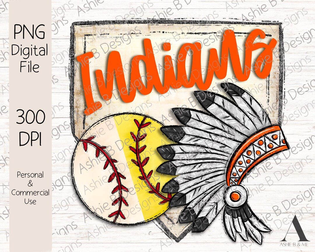 Indians Baseball Softball PNG, Orange Indians Tshirt Design, Divided ...