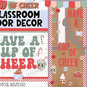 Classroom Door Decor, Cup of Cheer Bulletin Board Kit, Retro Classroom ...