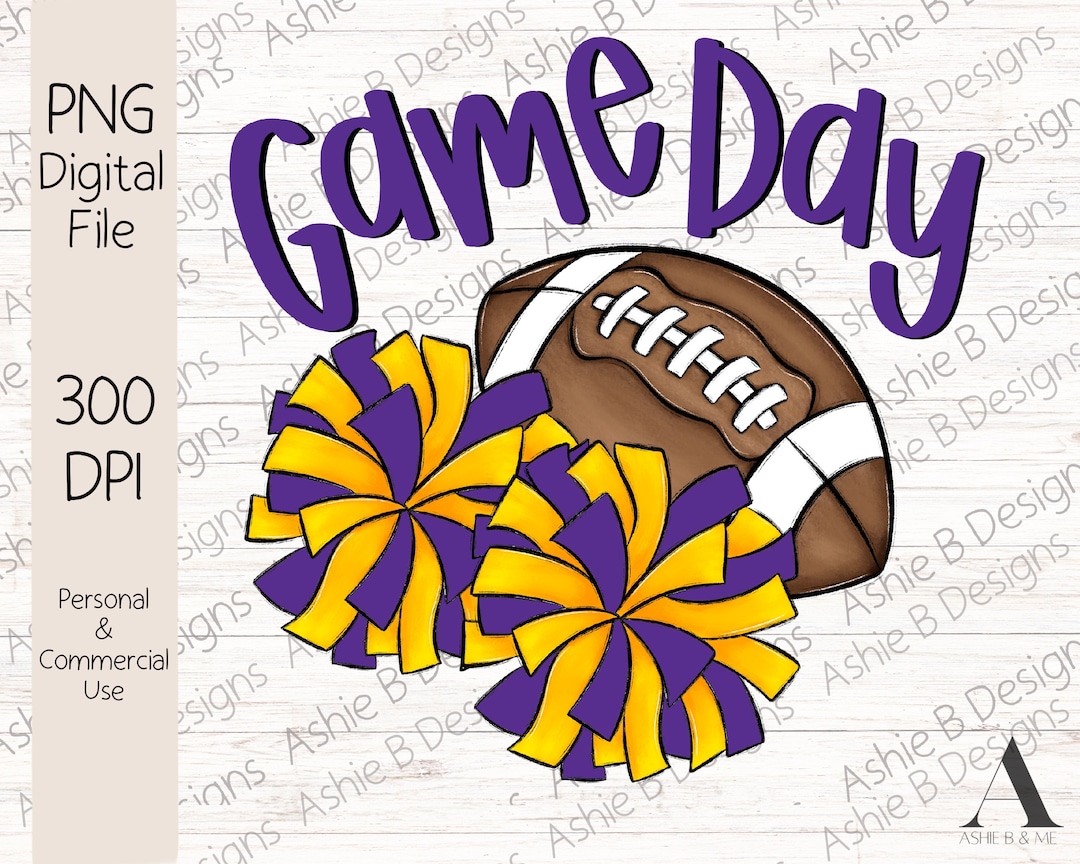 Football Game Day PNG, Purple and Gold Game Day Sublimation T-shirt ...