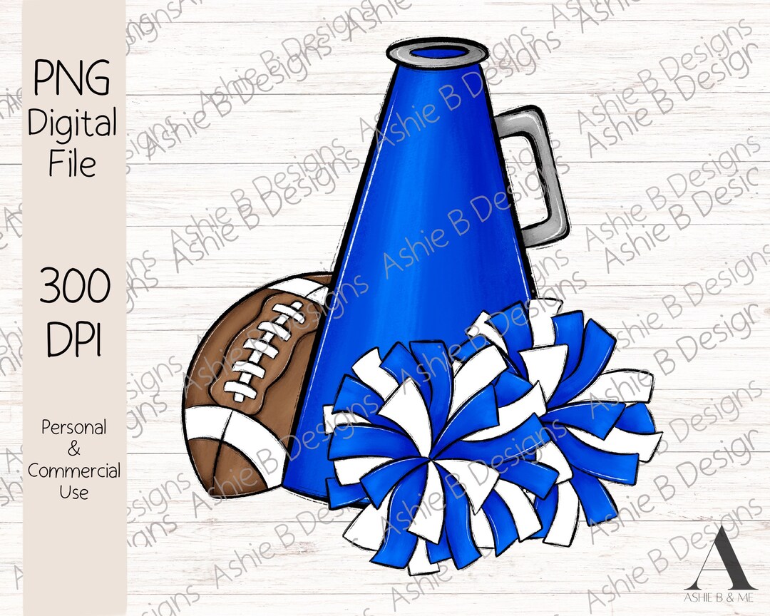 Football Pom Pom Cheer PNG, Blue Football Tshirt Design, Sublimation ...