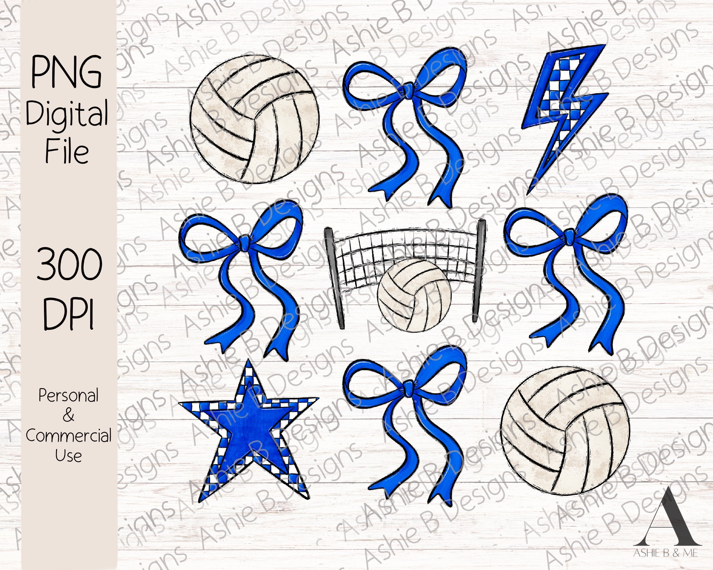 Volleyball Bow Collage PNG, Blue Coquette Bow Volleyball Tshirt Design ...