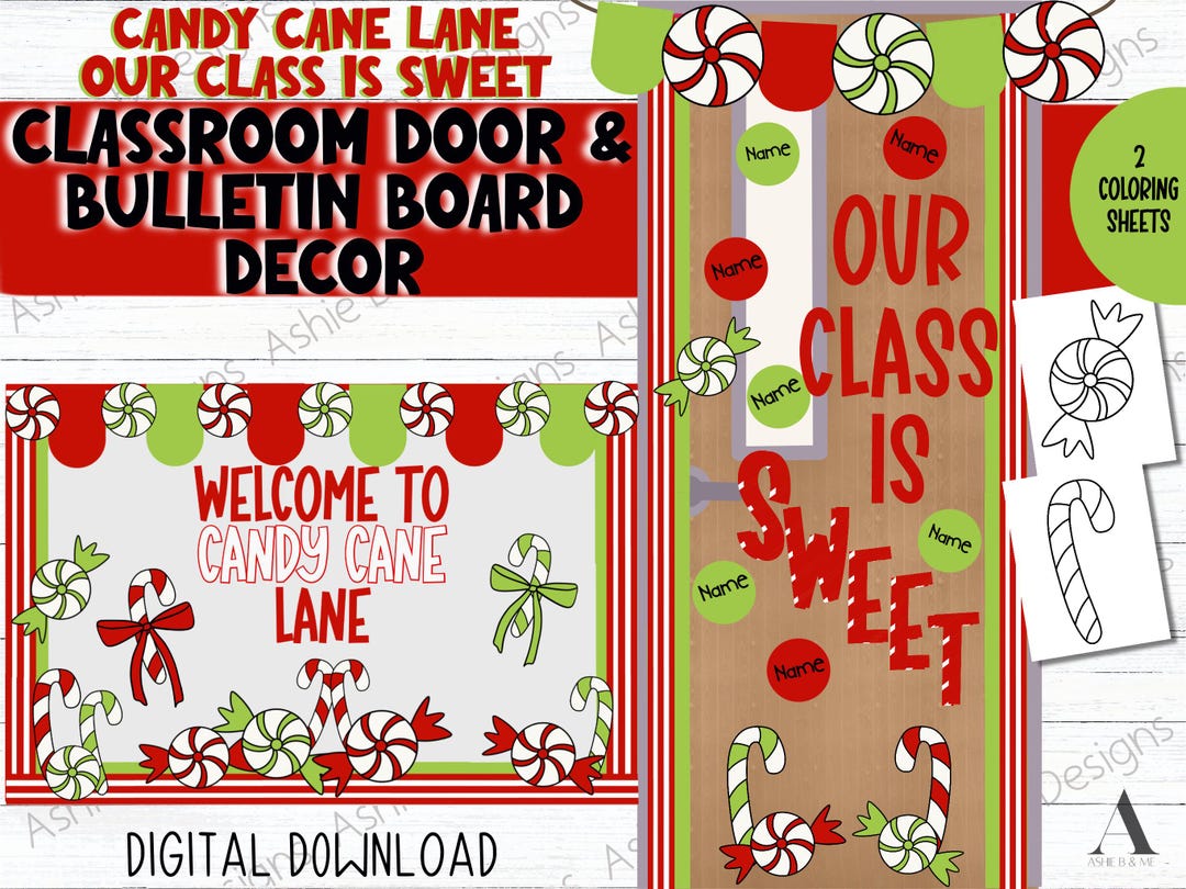 Classroom Door Decor, Candy Cane Lane Christmas Bulletin Board Kit, Our ...