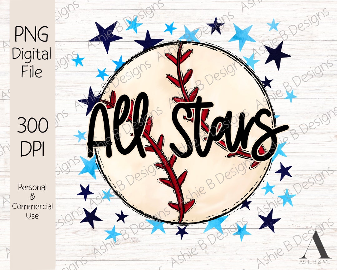 All Stars Baseball PNG, Blue Stars All-stars Tshirt Design, Digital ...