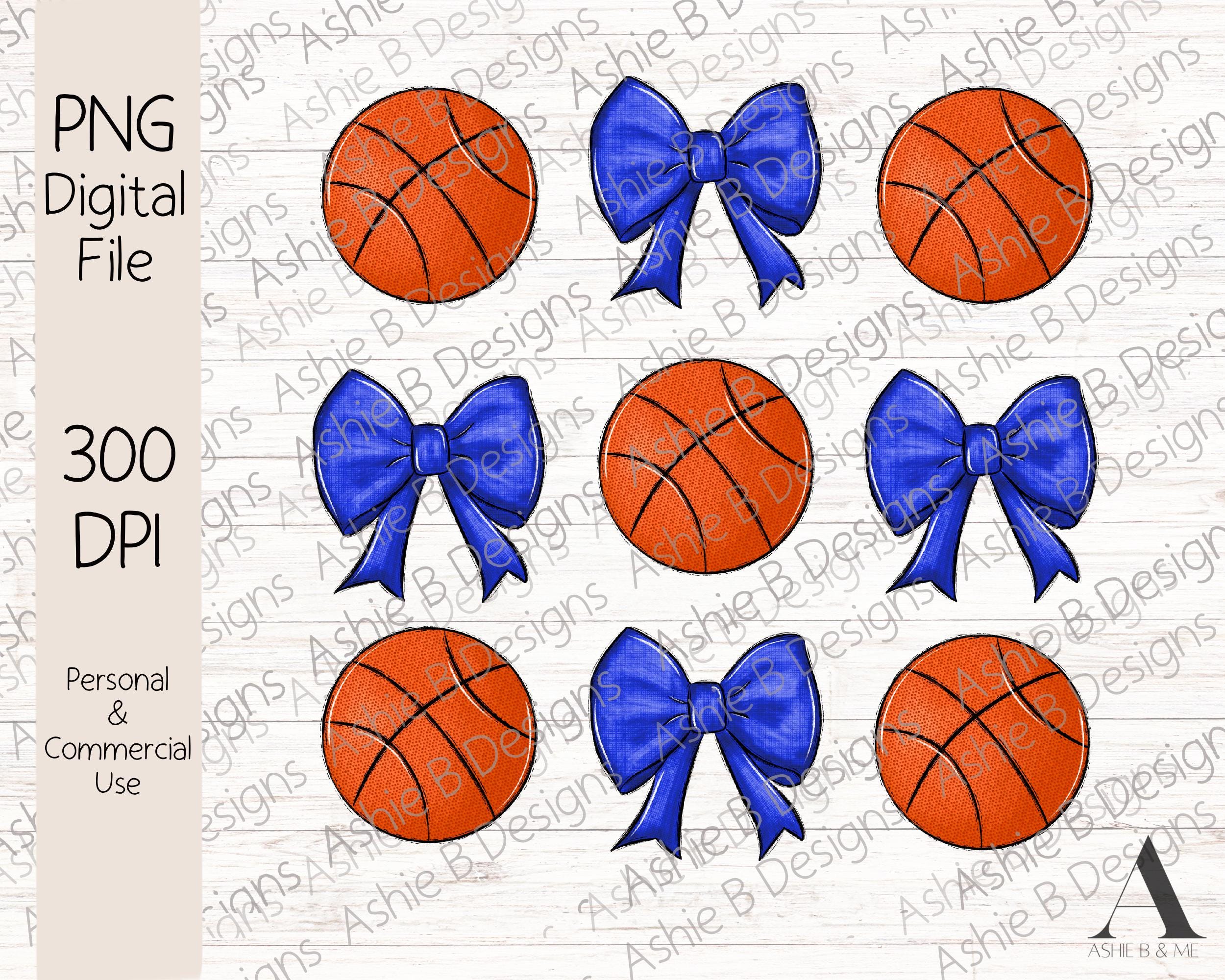 Basketball Bows PNG, Blue Coquette Bows and Basketballs Tshirt Design ...