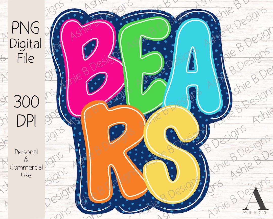 Bears PNG, Bright Dots Mascot Tshirt Design, Baseball Team Spirit ...