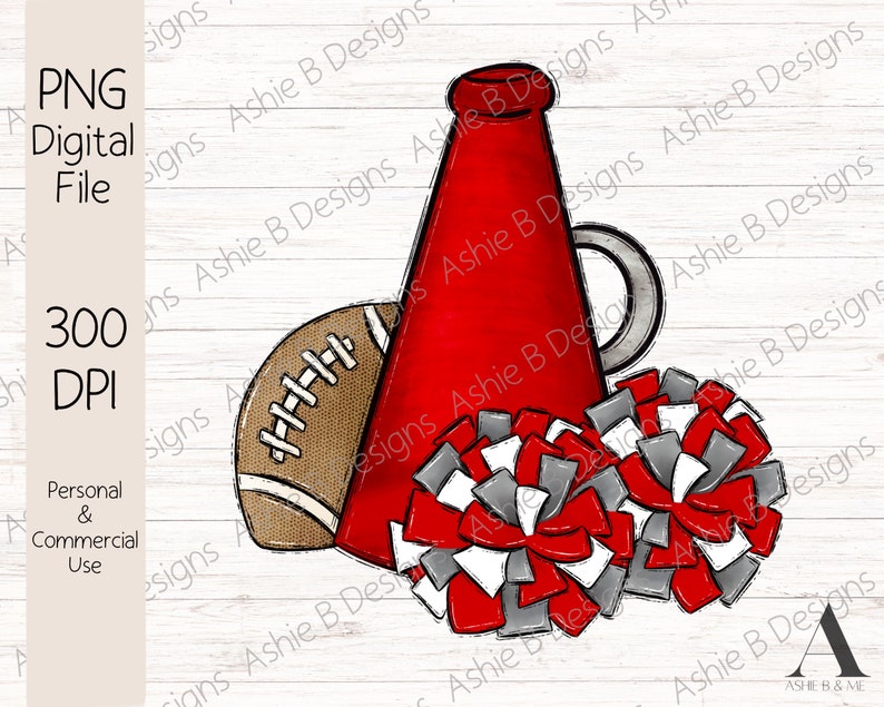 Red Football Cheer PNG Cheer Sublimation Megaphone Cute - Etsy