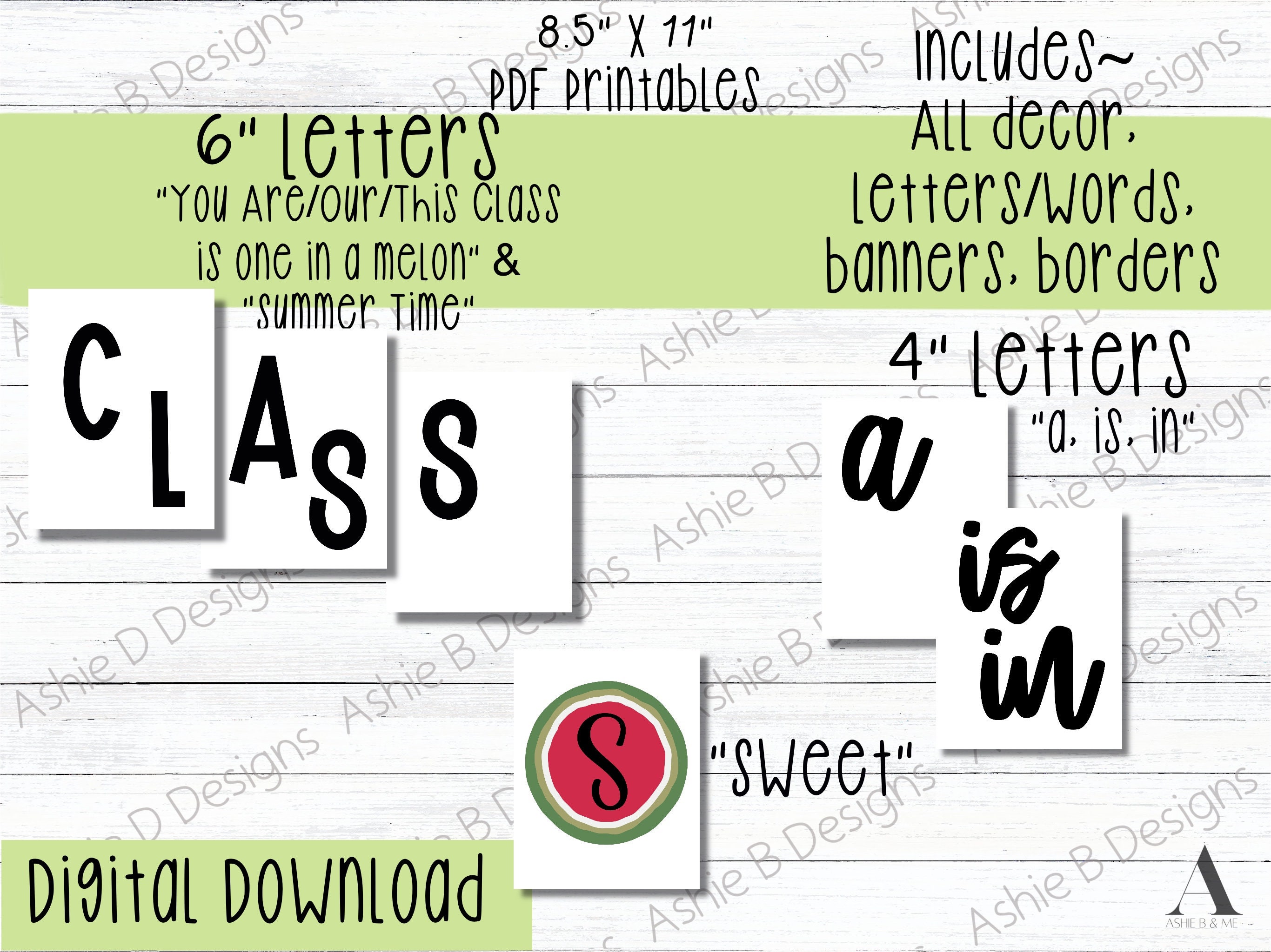 Classroom Door Decor, One in a Melon Bulletin Board Kit, Sweet Summer ...