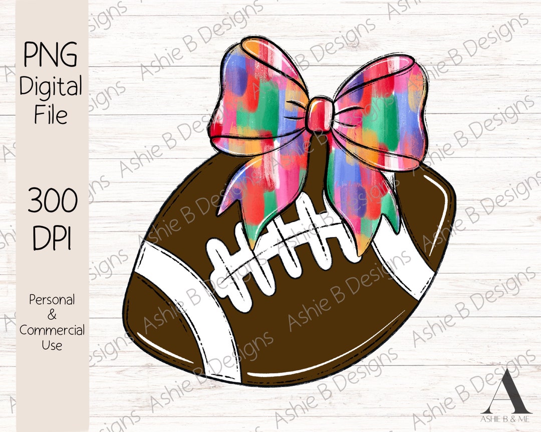 Footballs and Bow PNG, Multi-color Bow and Football Cute Tshirt Design ...