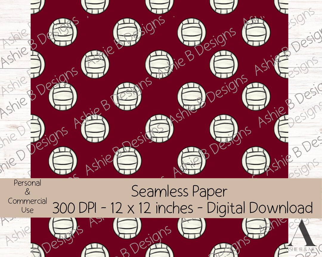 Volleyball Seamless Paper PNG, Maroon Volleyball Repeat Pattern Digital ...