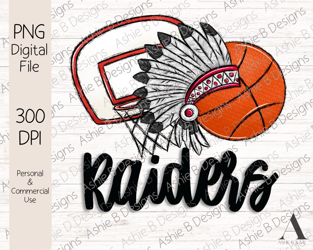 Raiders Basketball PNG, Red Raiders Headdress Basketball Tshirt Design ...