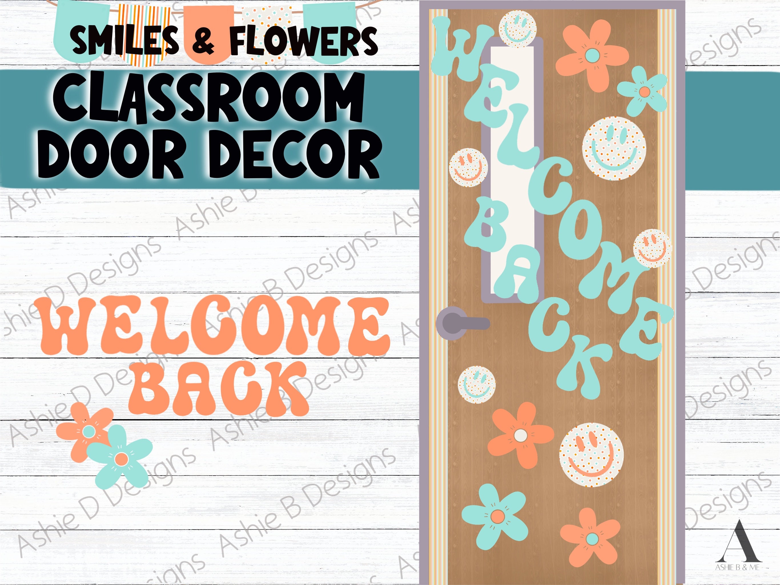 Classroom Door Decor Welcome Back Retro Bulletin Board - Etsy