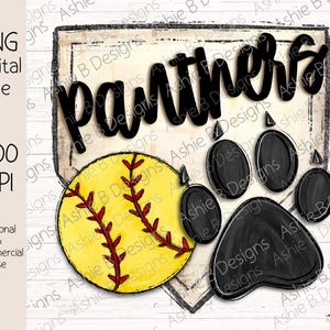 Panthers Softball PNG, Panther Paw Tshirt Design, Sublimation, Digital ...