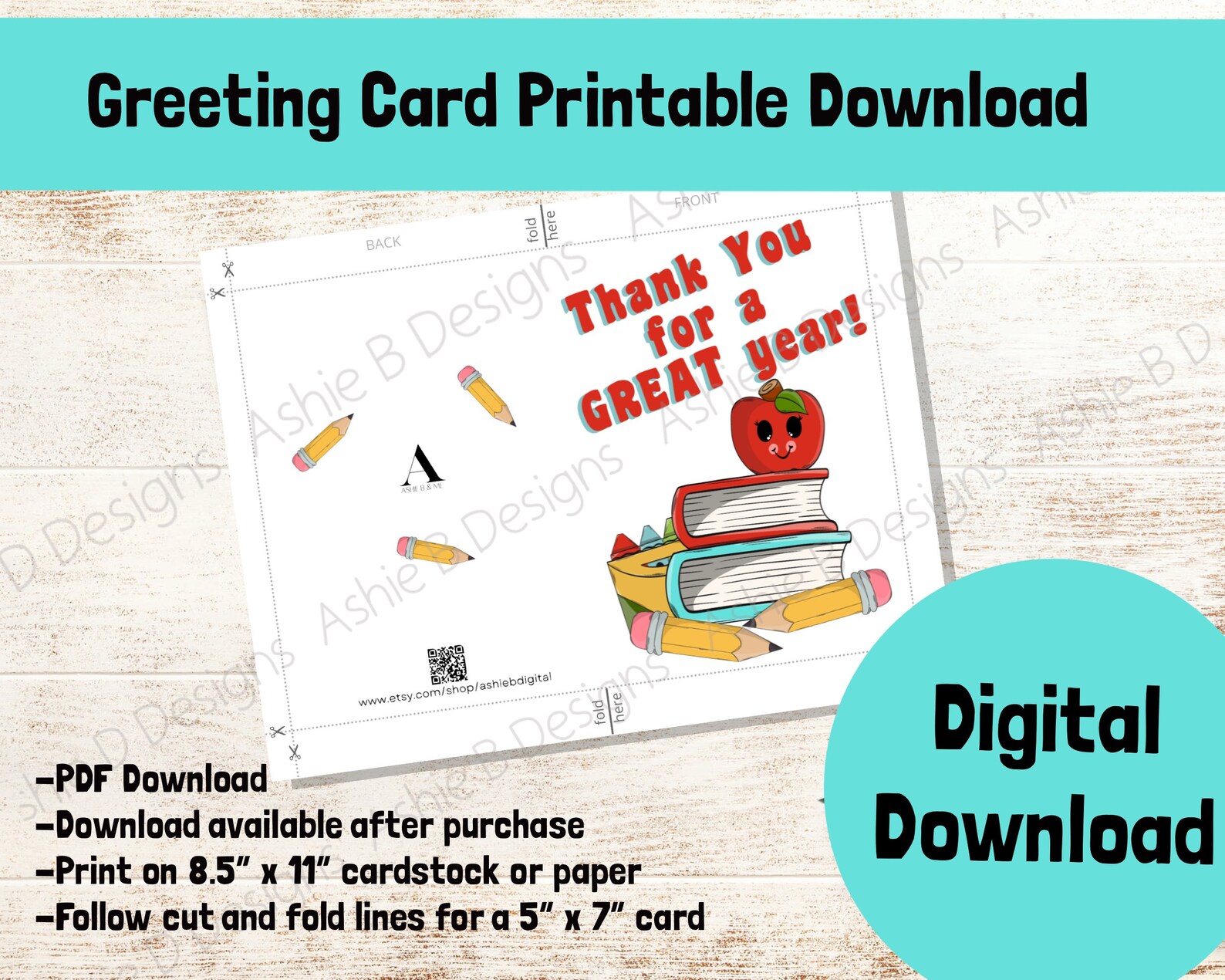 Teacher Appreciation Printable Card, Teacher Appreciation Week, Teacher ...