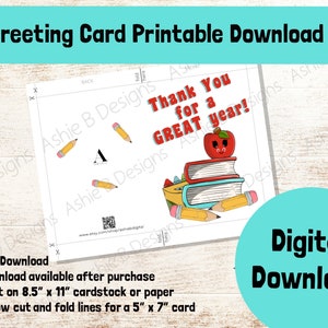 Teacher Appreciation Printable Card, Teacher Appreciation Week, Teacher ...