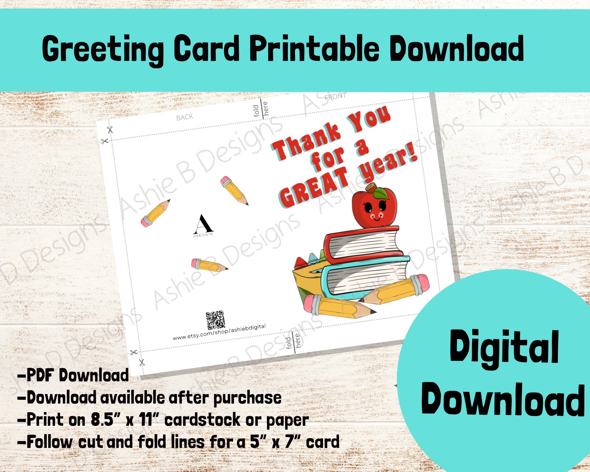 Teacher Appreciation Printable Card, Teacher Appreciation Week, Teacher ...
