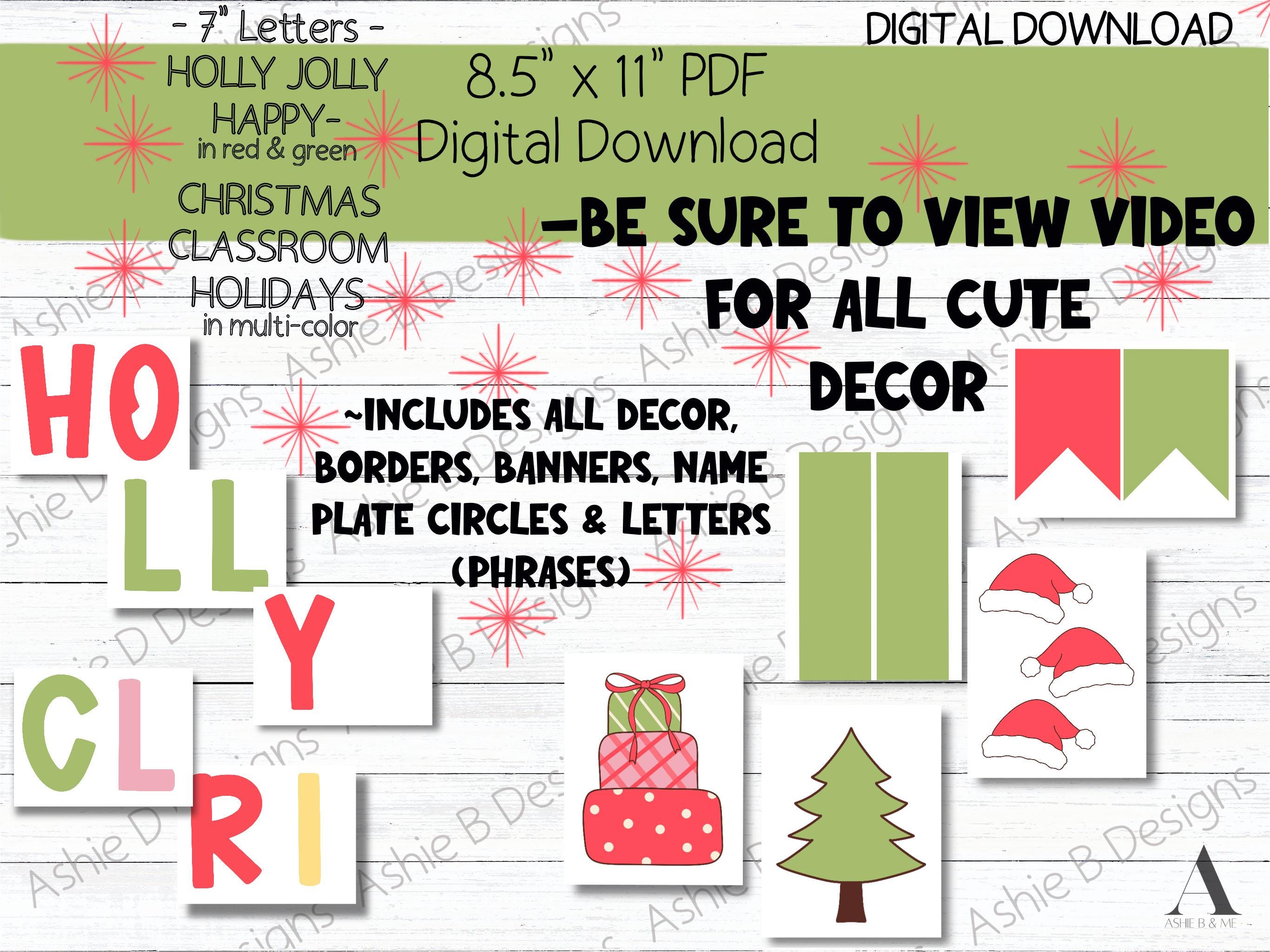 Classroom Door Decor, Holly Jolly Christmas Holidays Bulletin Board Kit ...
