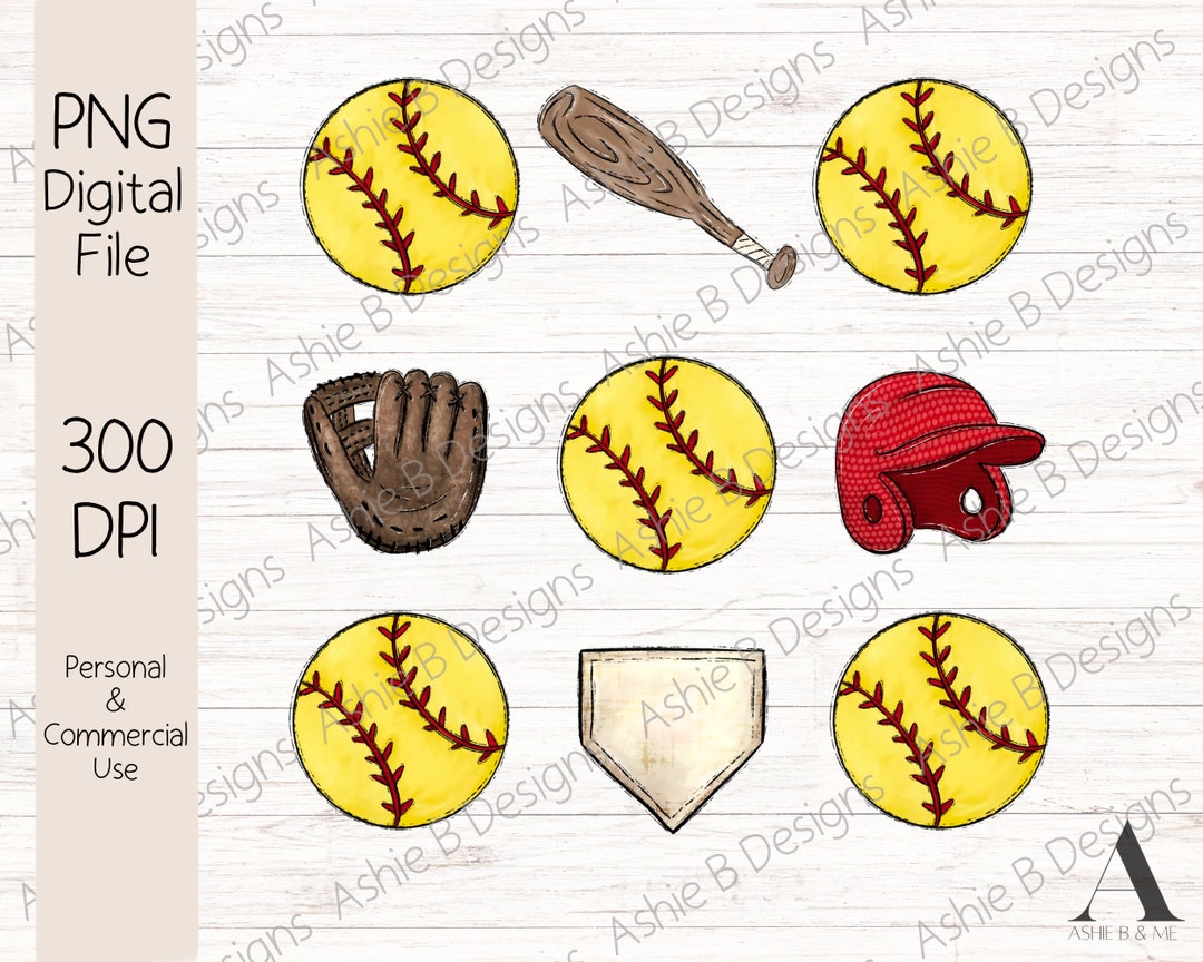 Softball Png, Softball Collage Tshirt Design, Sublimation Png, Digital ...