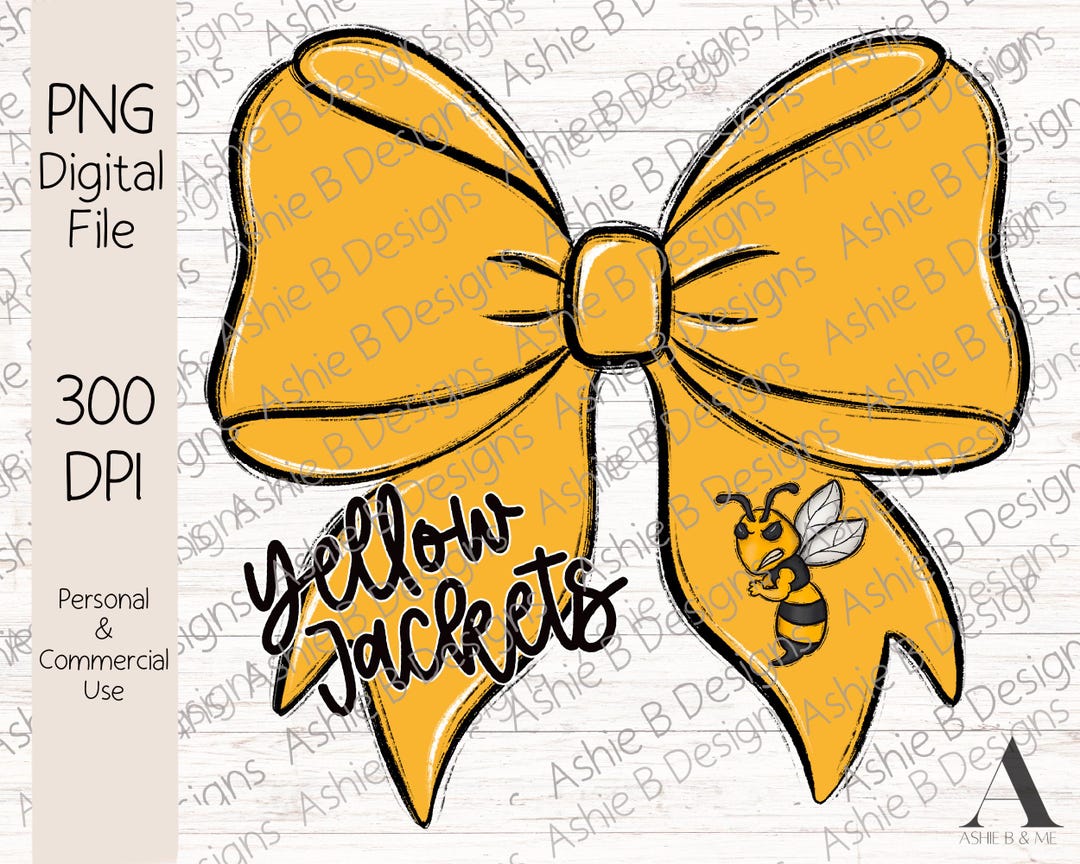 Yellow Jackets Bow PNG, Yellow Coquette Bow Tshirt Design, Sublimation ...