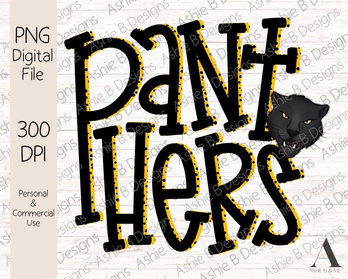 Panthers PNG, Yellow Gold Panthers Mascot Name Sublimation Tshirt ...