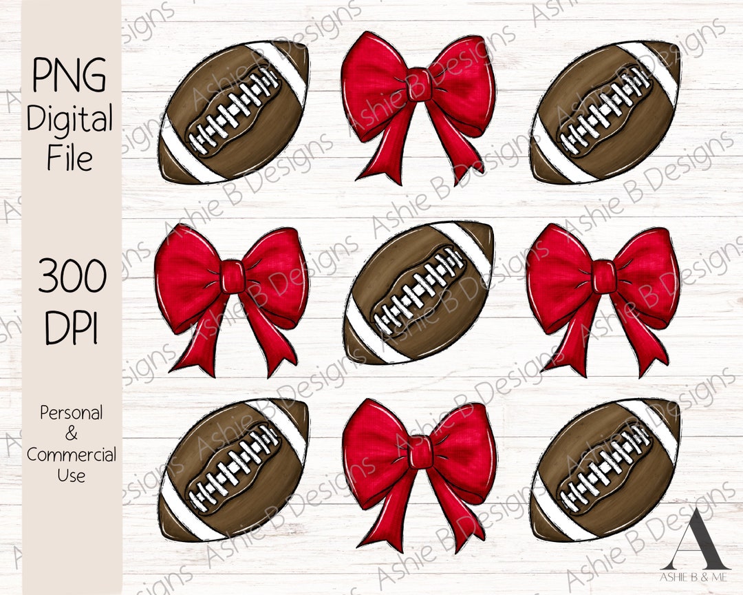 Football Bows PNG, Red Coquette Bows and Footballs Cute Tshirt Design ...