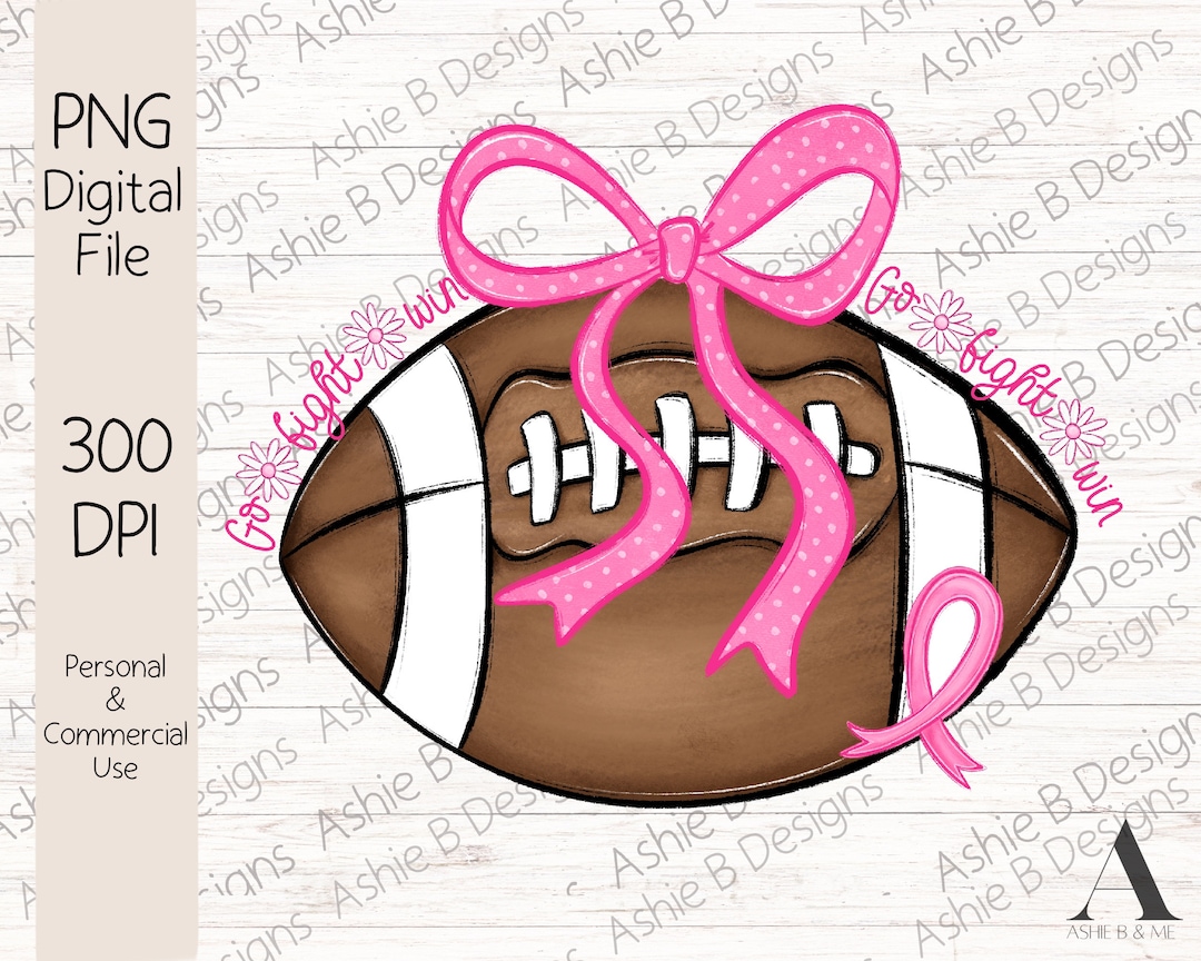 Pink Out Go Fight Win Football PNG, Pink Coquette Football Cancer ...
