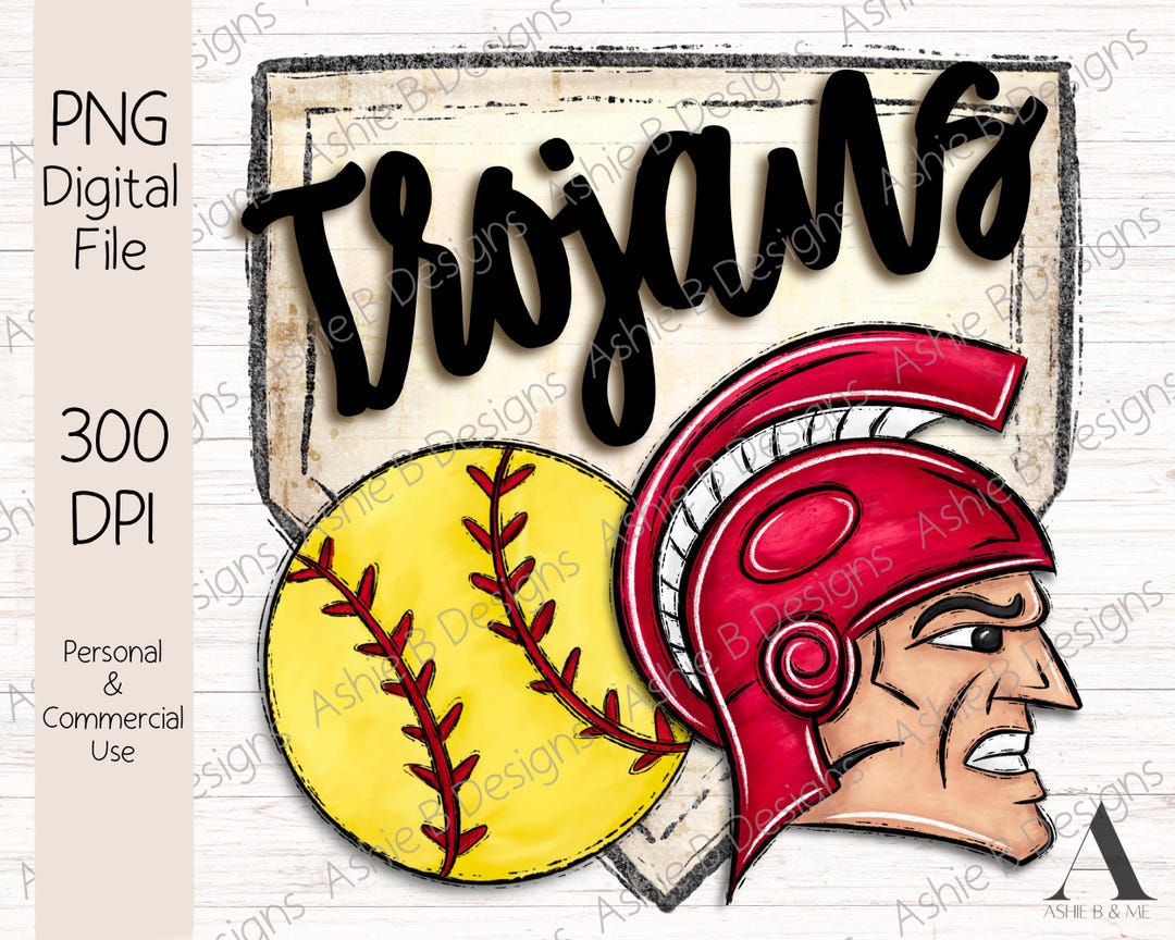 Trojans Softball PNG, Red Trojan Softball Tshirt Design, Digital ...