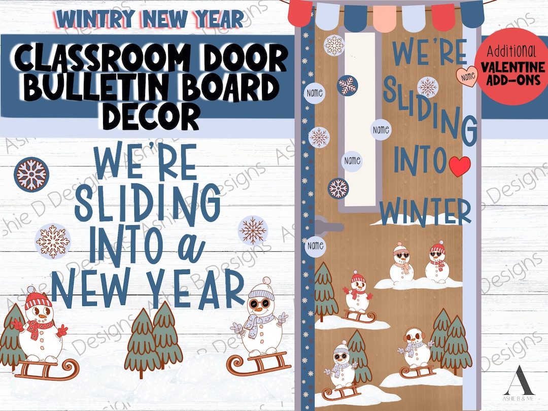 Classroom Door Decor, Retro Winter Bulletin Board, Easy Classroom ...