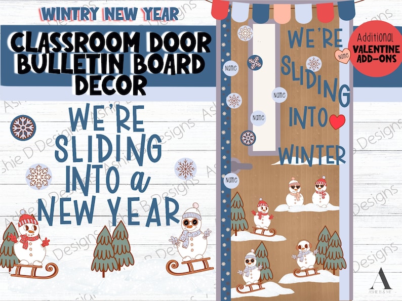 Classroom Door Decor, Retro Winter Bulletin Board, Easy Classroom ...
