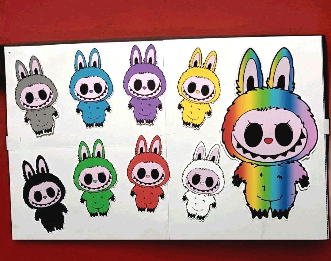 Labubu Monsters Evil Stickers (8) 4inch + (1) 9inch Jumbo Rainbow ...