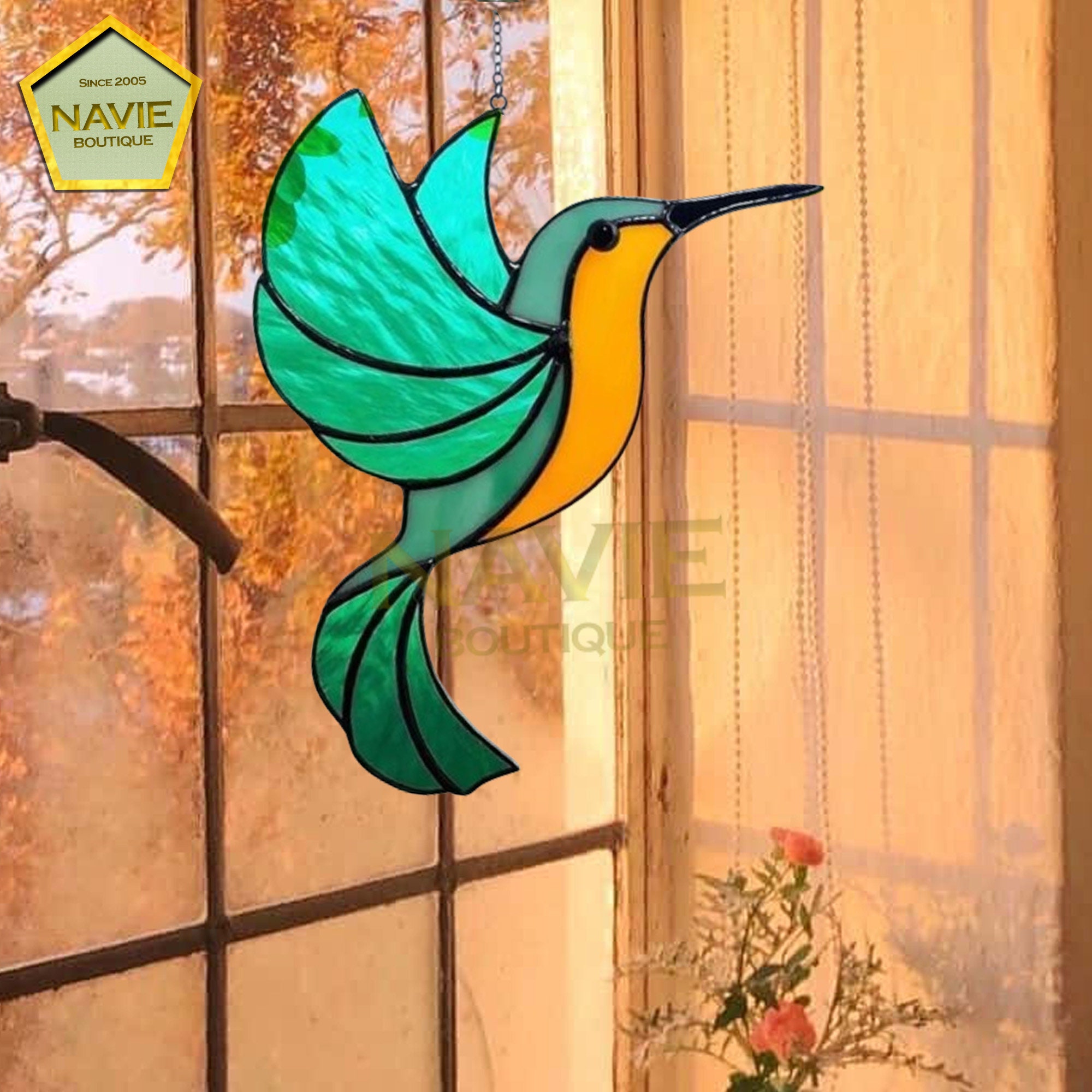 Hummingbird Stained Glass Window Suncatcher Ornament Custom Gift ...