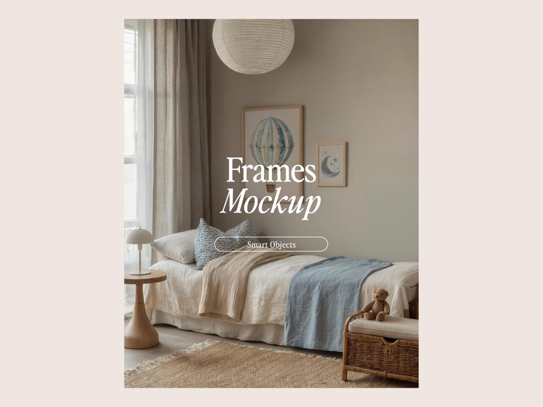 Thin Wood Frame Mockup: DIN A Ratio, Kids Room Decor (PSD & JPG Digital ...