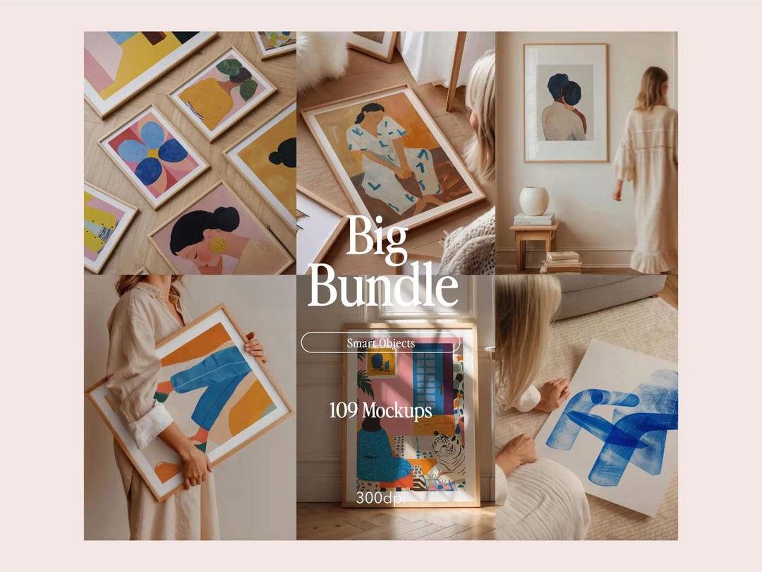 109 PSD Frame Mockups: Interior Gallery Wall Mockup Bundle (digital ...