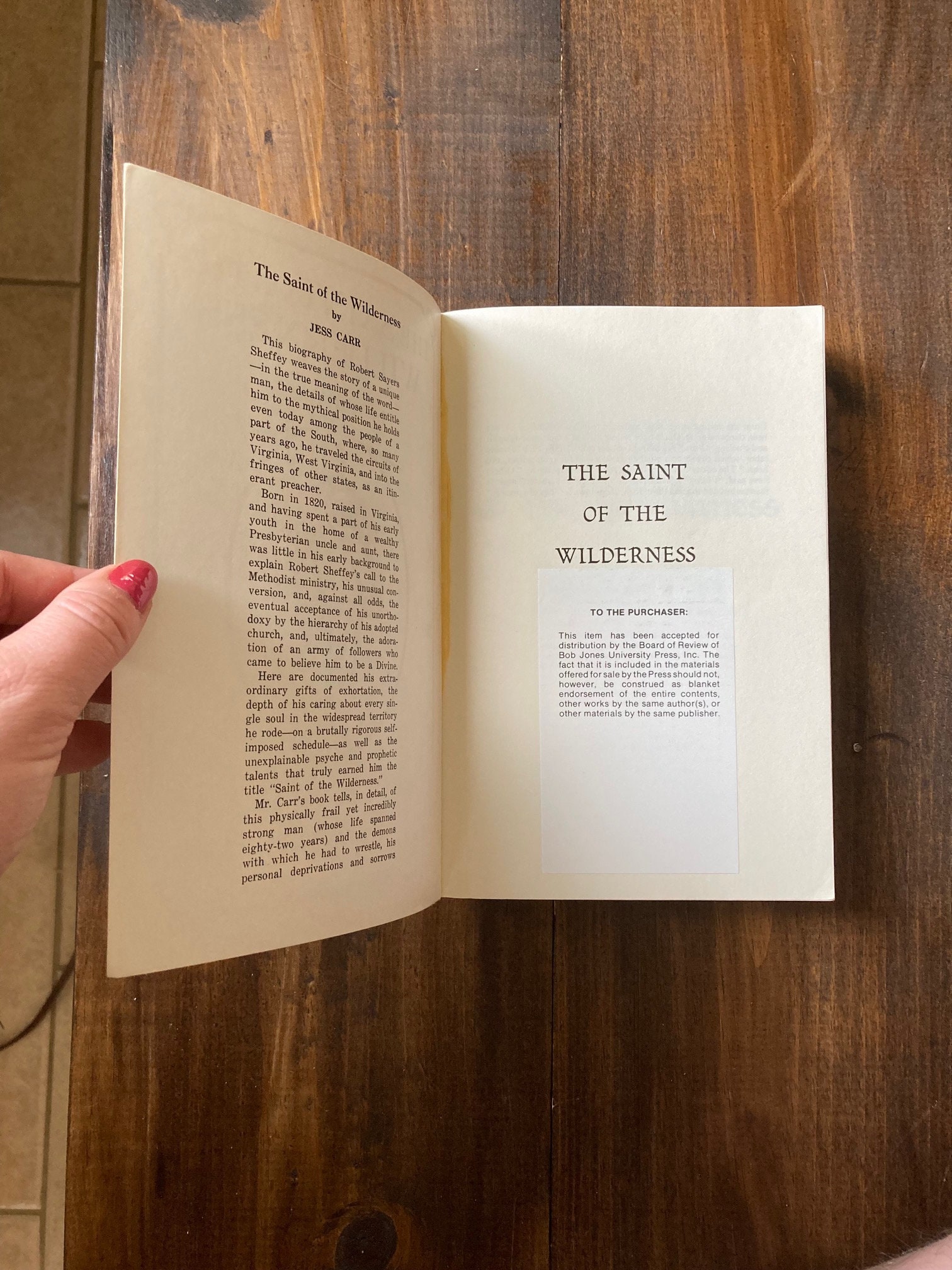 The Saint of the Wilderness: a Biographical Novel Depicting the Life and Work of Robert Sayers ...