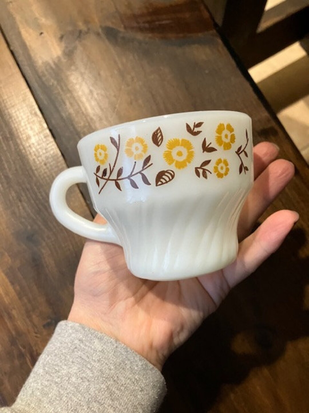 Termocrisa Milk Glass Perfect Vintage Coffee Cup With Brown and Gold ...