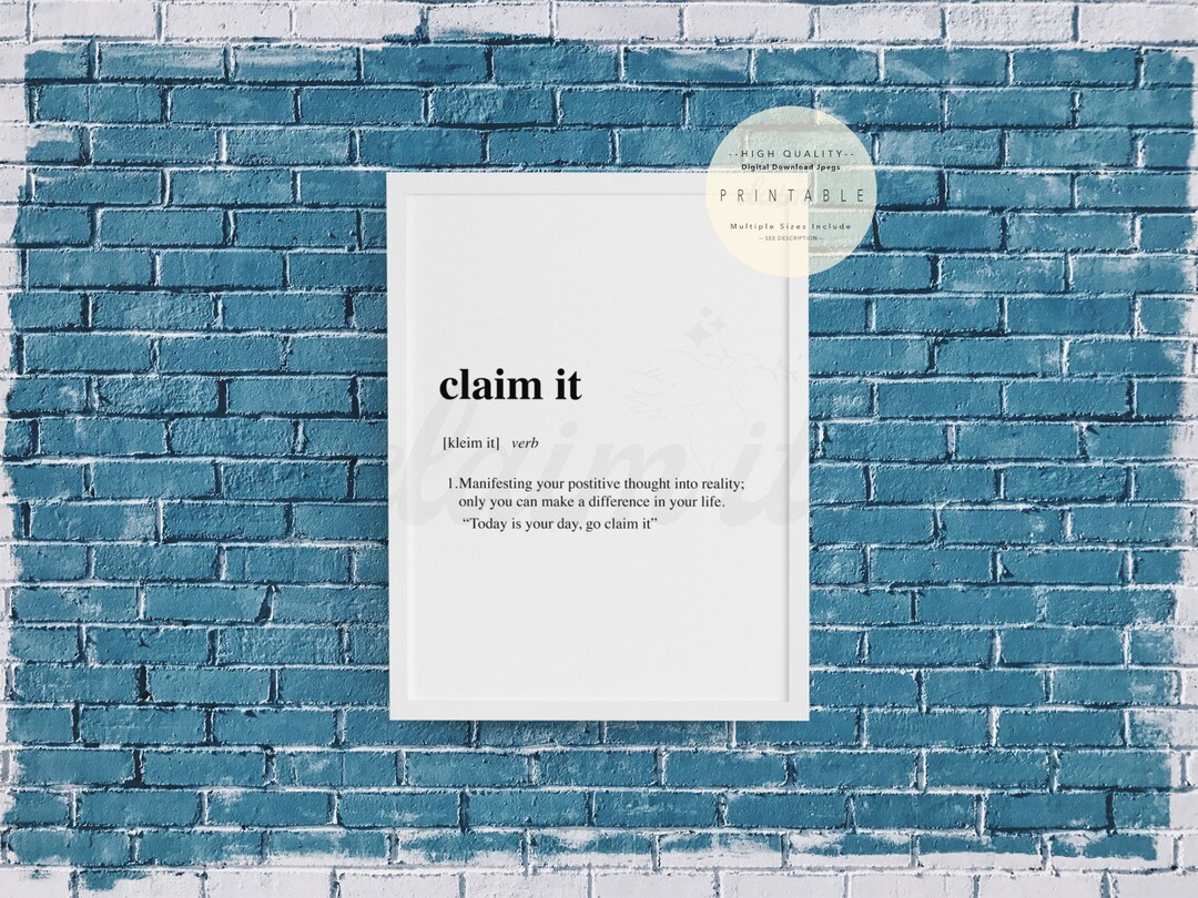 Claim It Quote - Digital Poster Print | Defenition | Motivational ...