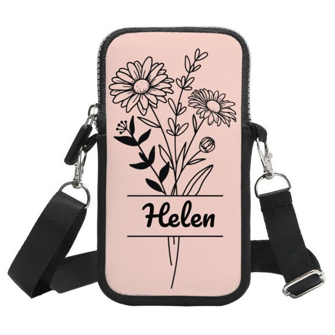 Custom Phone Wallet With Name and Birth Flower Gift for Daughter ...