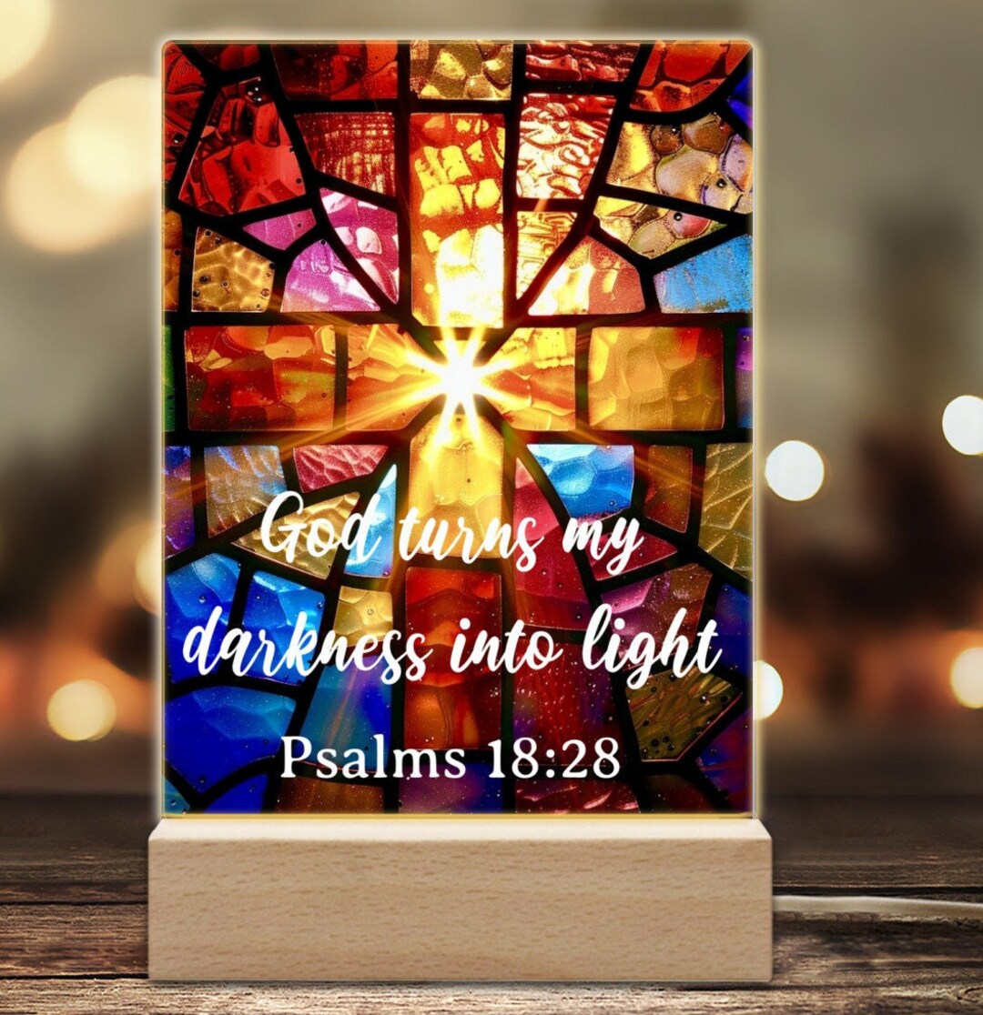 Custom Night Light Christian Gifts Psalm Bible Verse Decor Stained ...