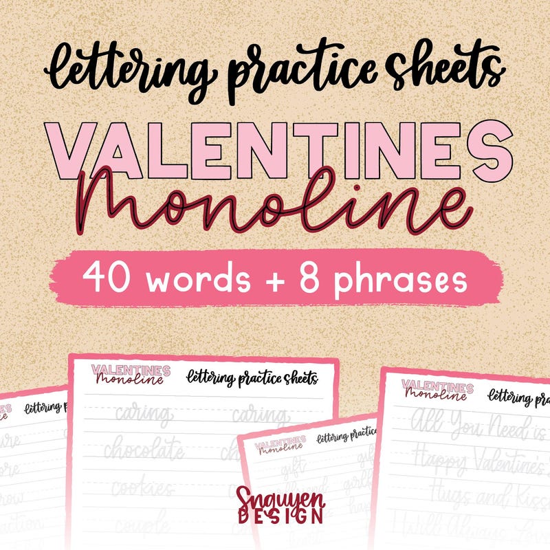 Monoline Practice Sheet - Etsy