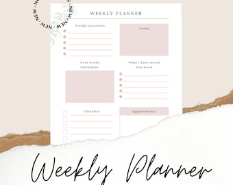 PRINTABLE WEEKLY PLANNER With Notes | Downloadable | Diary Insert ...