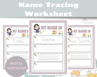 Name Trace Worksheet, Printable, Personalized Name, Name Practice ...