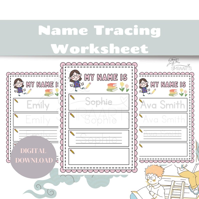 Name Trace Worksheet, Printable, Personalized Name, Name Practice ...