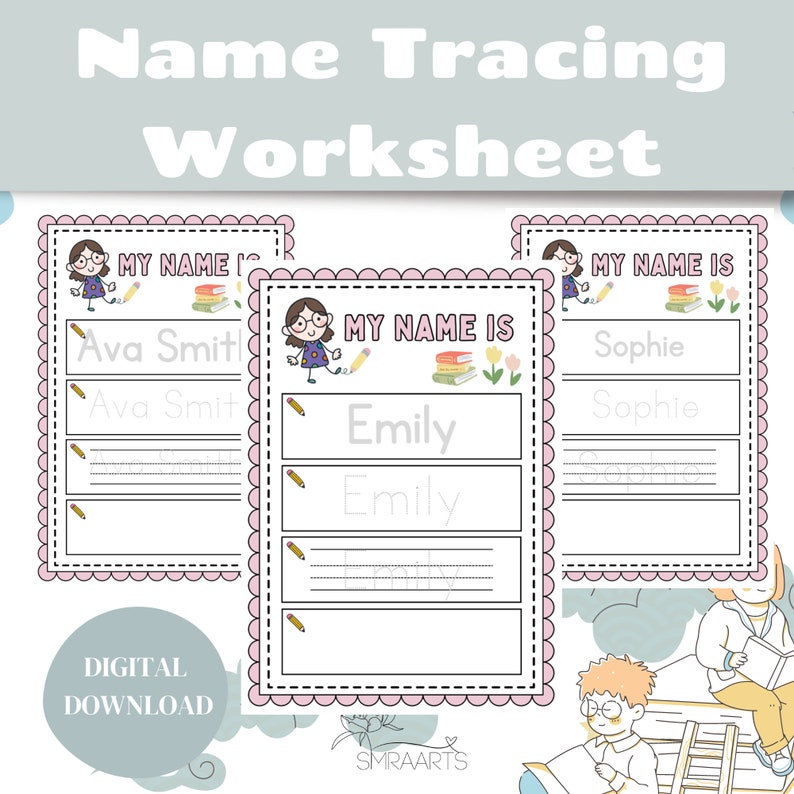 Name Trace Worksheet, Printable, Personalized Name, Name Practice ...