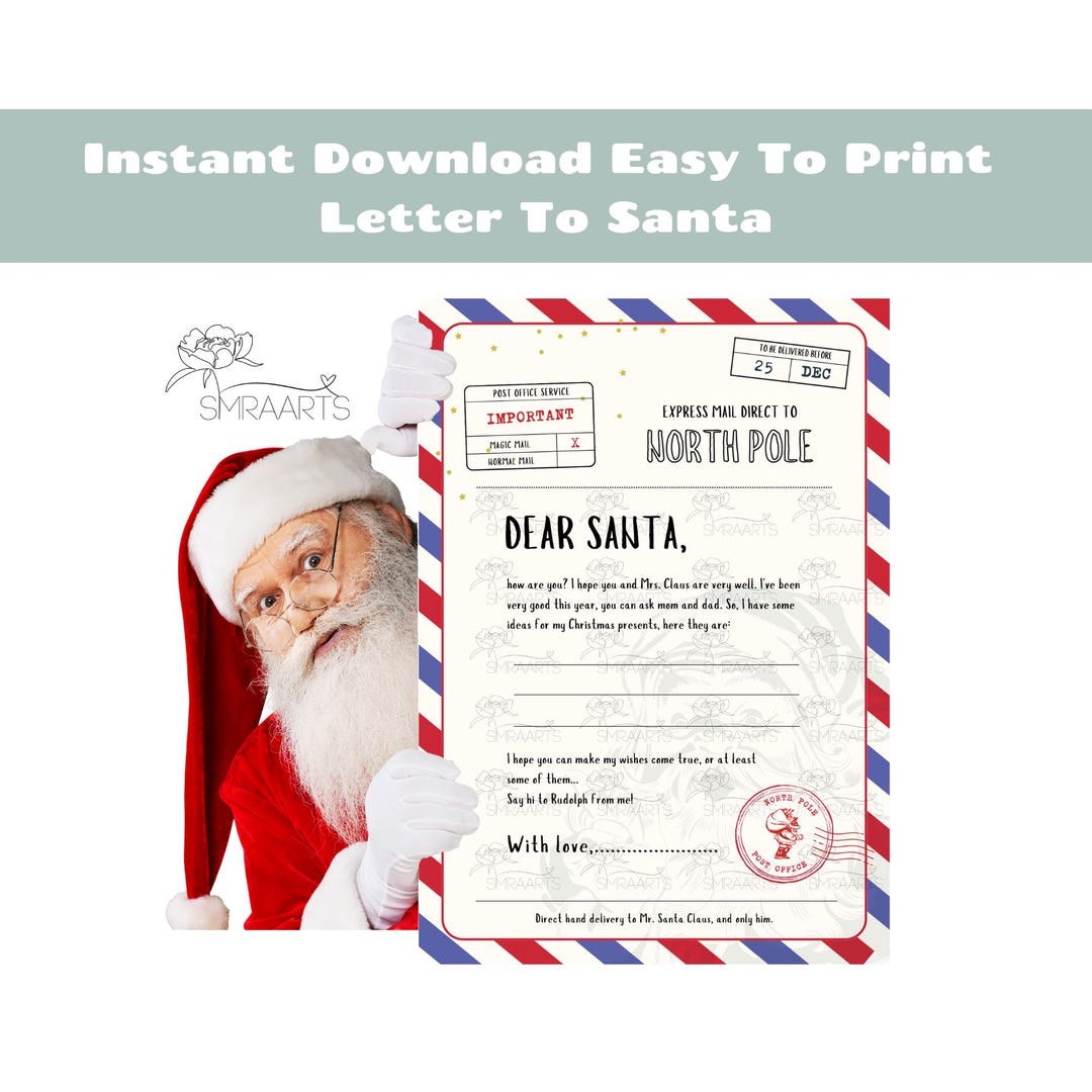 Letter to Santa Instant Download Letter to Santa Printable Letter to ...